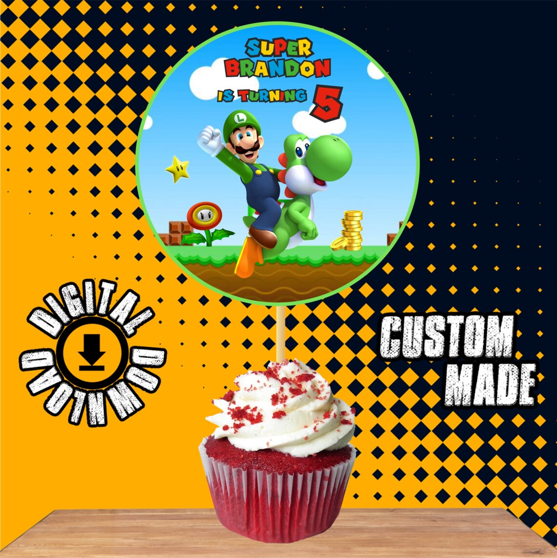 Super Mario Cupcake Toppers Super Mario Birthday Super Mario - Etsy
