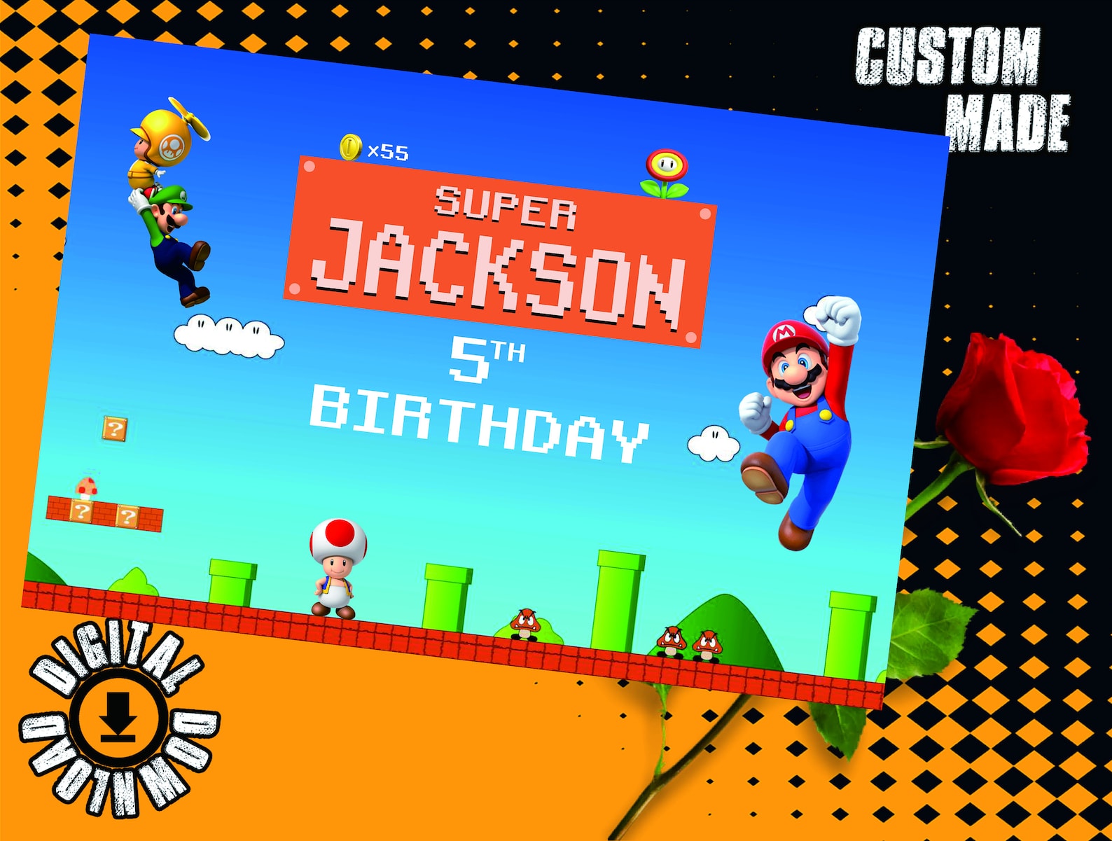 Super Mario Backdrop Super Mario Banner Super Mario Birthday - Etsy