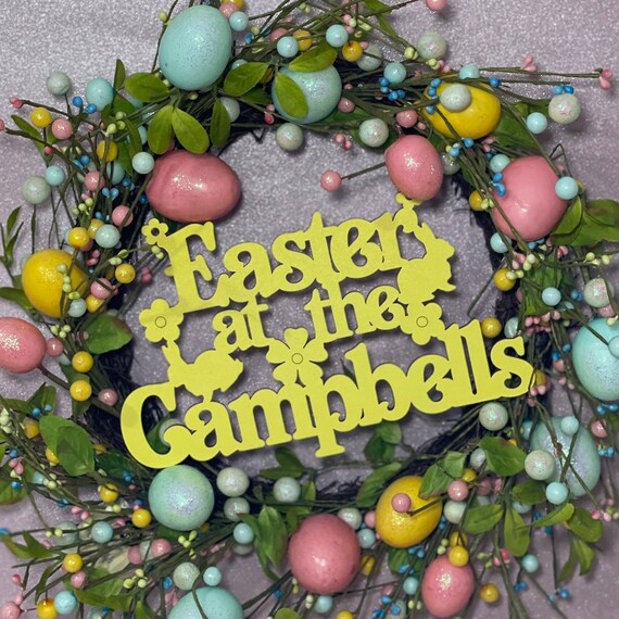 Easter at the Surname Personalised Family Hanging Plaque Sign - Etsy UK