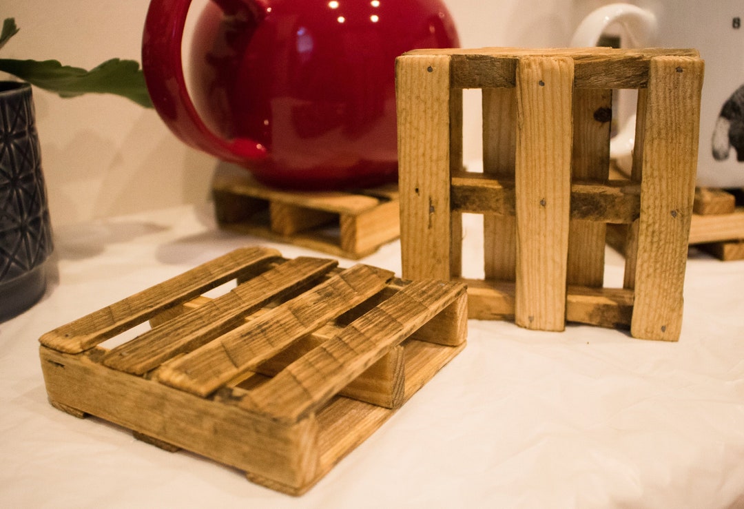The Jeffrey Handmade Rustic Mini Pallet Coasters Made From Reclaimed ...