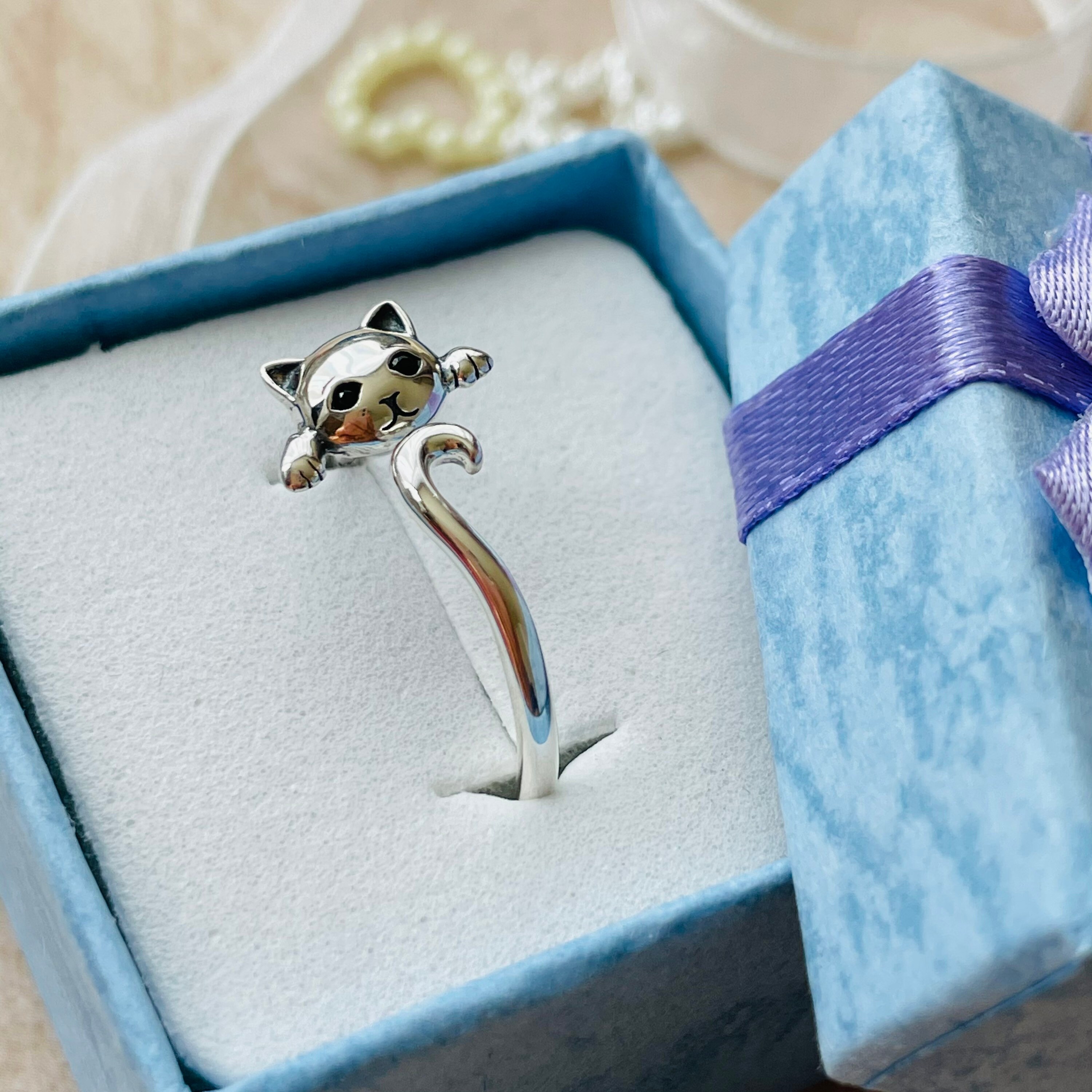 Cat Chasing Tail Wrap Around Adjustable Ring Cat Lovers Cat - Etsy UK