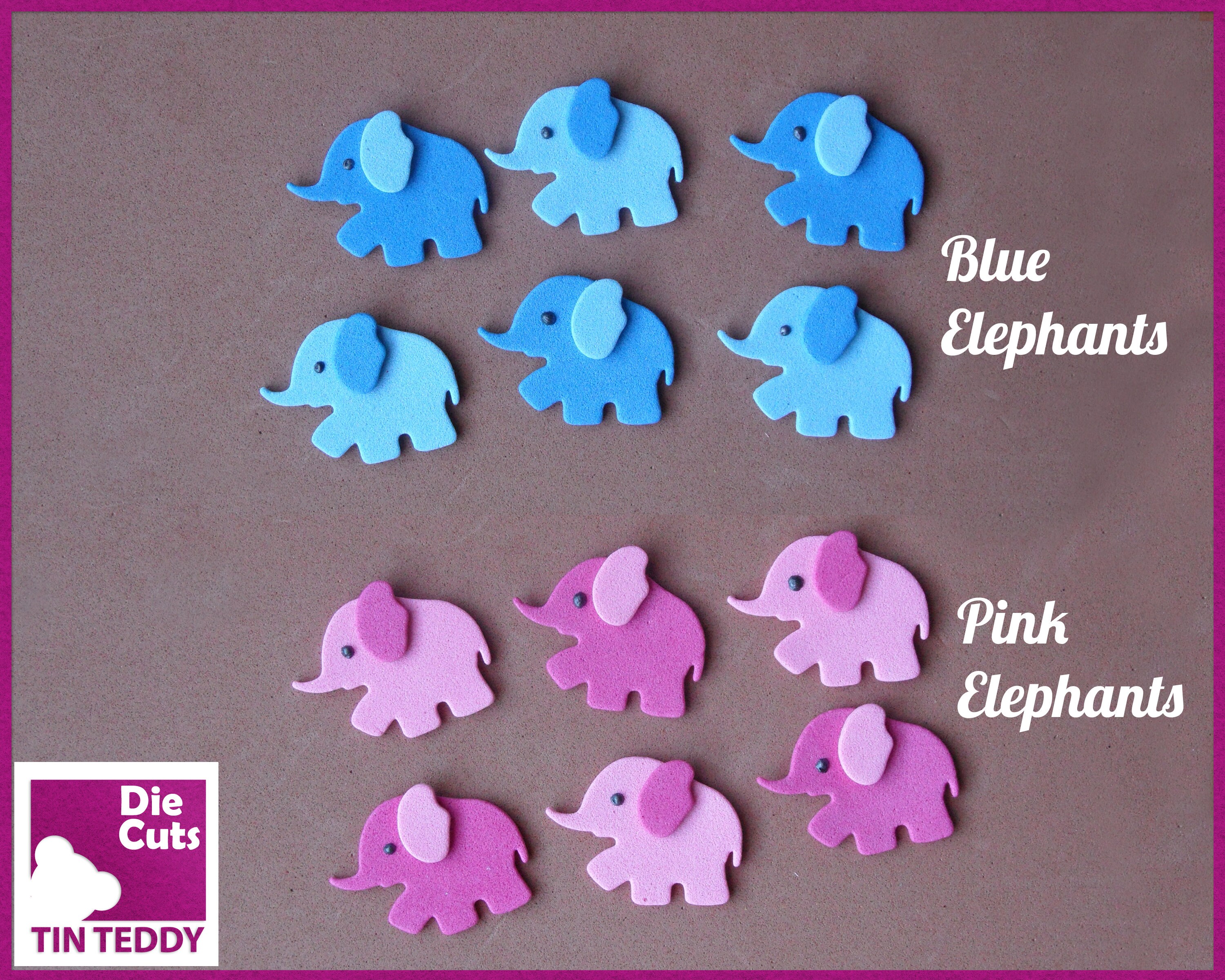 Small Die Cut Elephants, Foam Elephant Die Cuts Baby Elephant Toppers ...