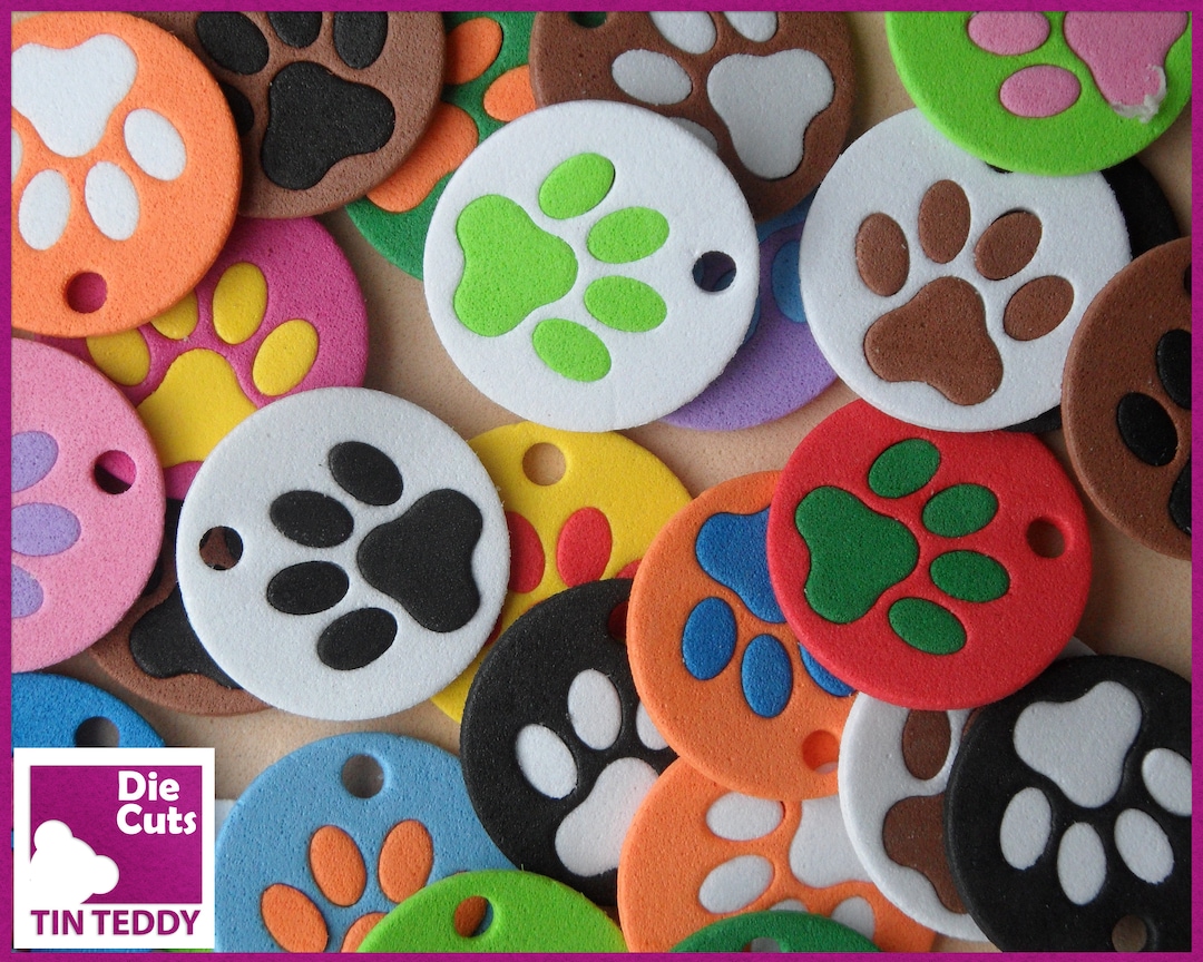 Foam Pet Tags, Dog Tag Embellishment, Paw Print Tag Toppers for ...
