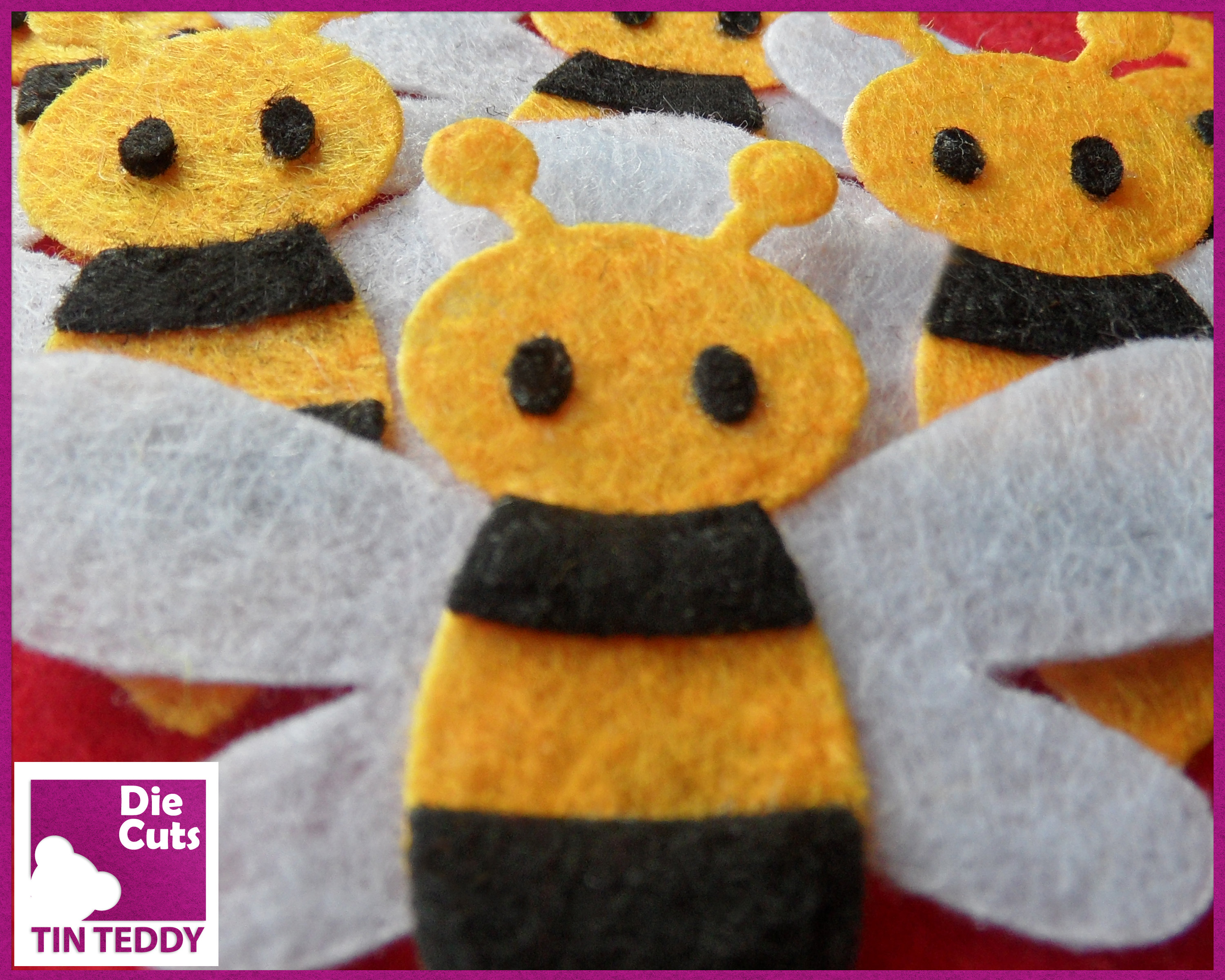 Felt Bee Die Cuts - 4 Bumble Bee Embellishments for Crafting - Felt Die Cut Honey Bee Toppers ...