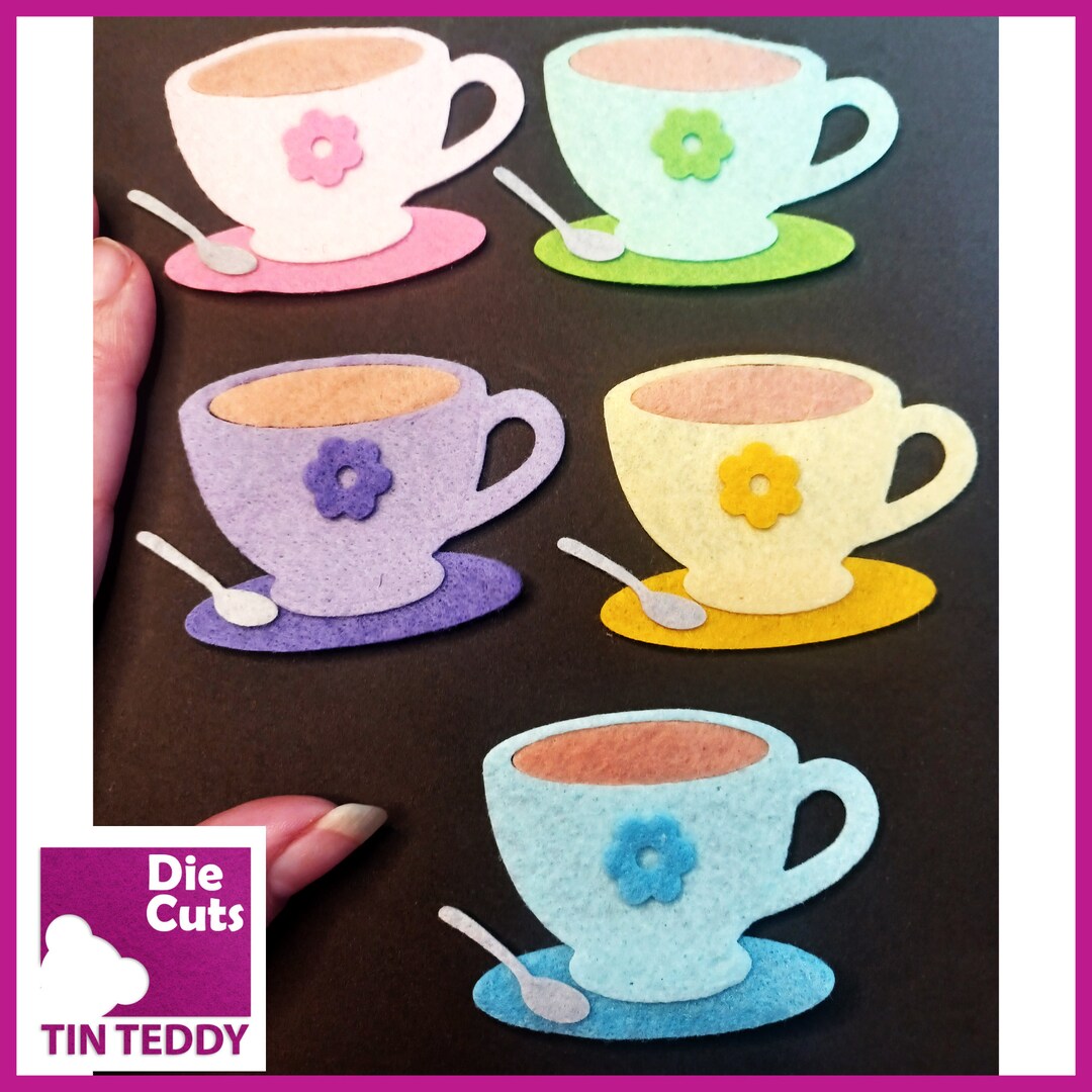 Felt Teacup Embellishment Teatime Toppers Die Cut Cups and Saucers - Etsy