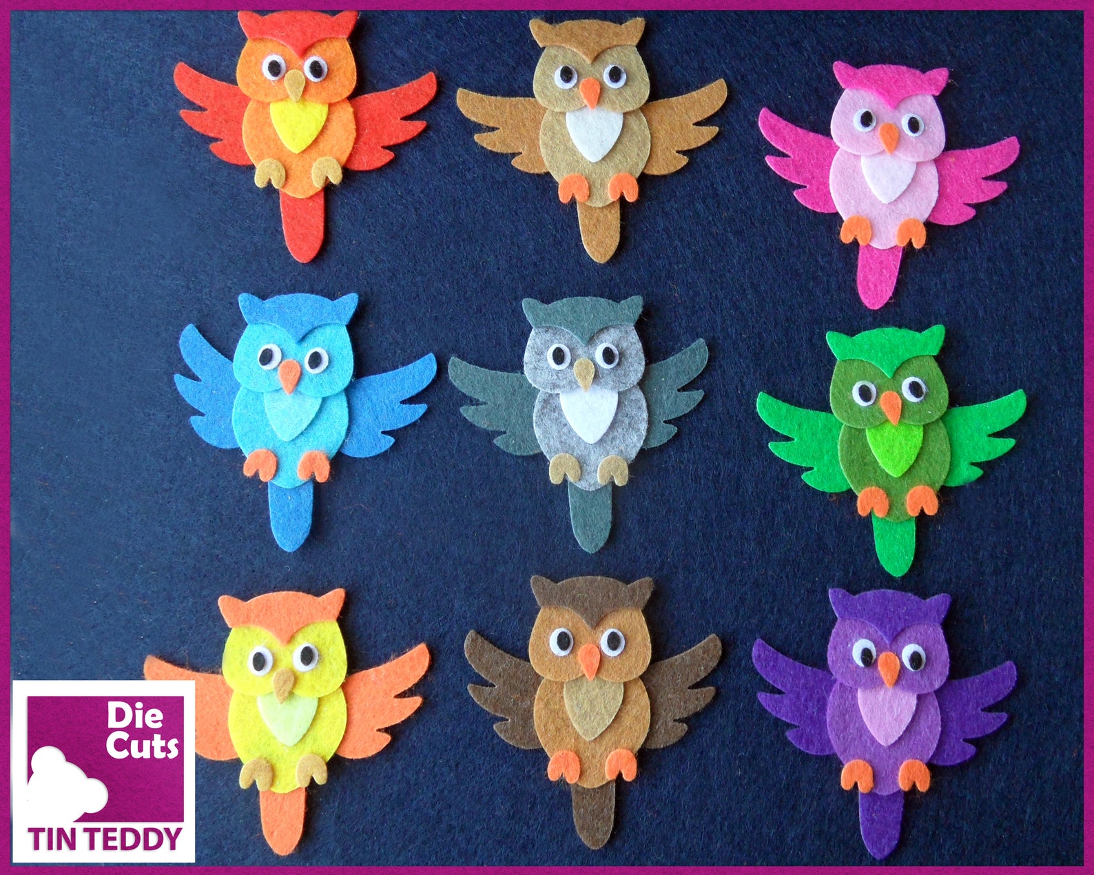 Flying Owl Felt Die Cuts - Owl Embellishments for Crafting - 30% Wool ...