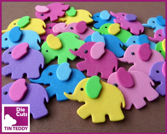 Small Die Cut Elephants Foam Elephant Die Cuts Baby Elephant | Etsy