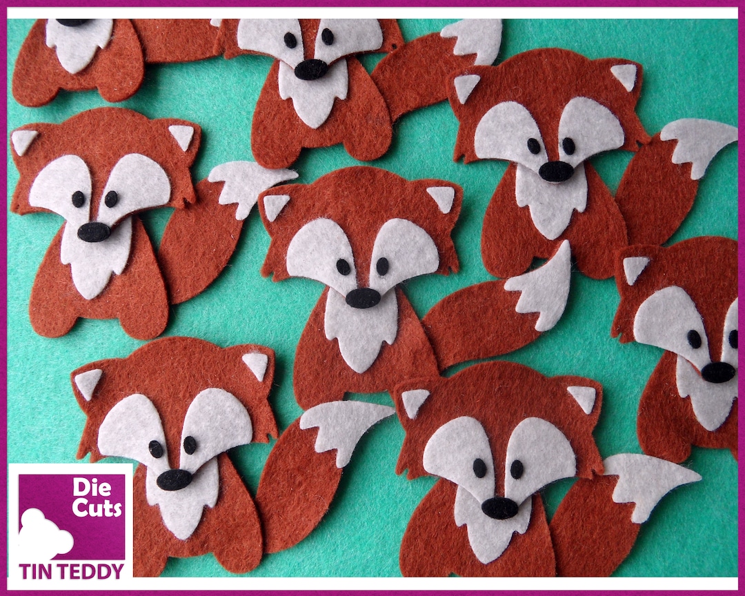 Felt Fox Die Cuts - 3 Fox Embellishments for Crafting -felt Die Cut Fox ...