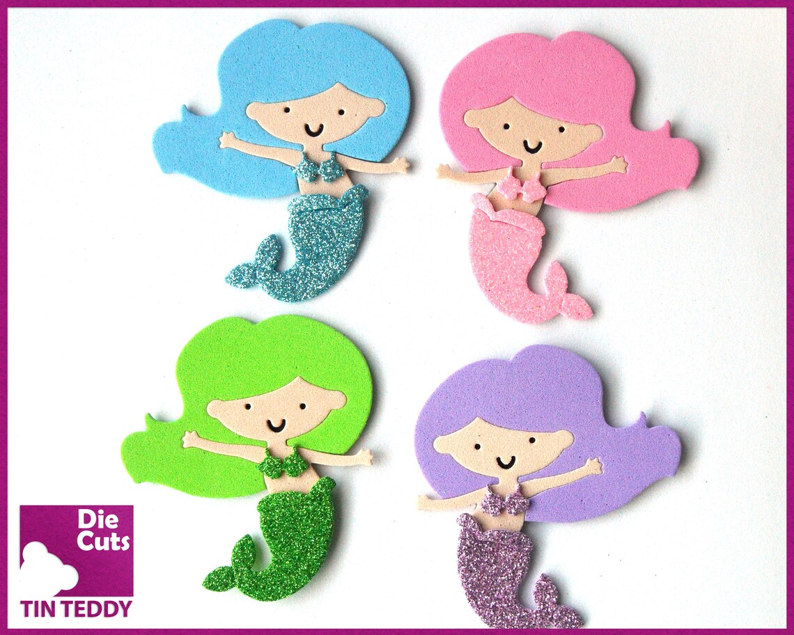 Glitter Mermaid Toppers Mermaid Embellishments for Crafting - Etsy