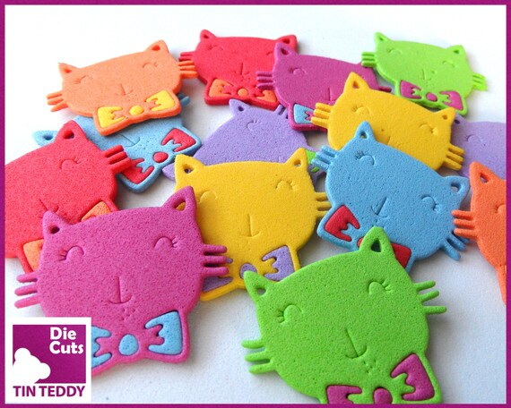 Foam Cats in Bow Ties Cat Die Cuts Cute Cat Embellishments | Etsy
