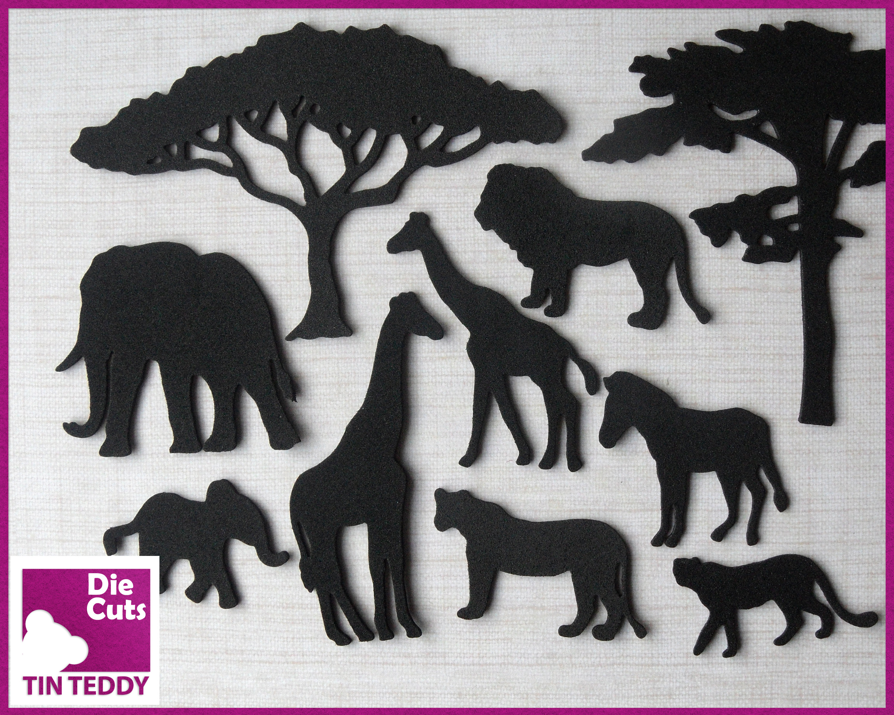 Safari Silhouette Die Cuts Die Cut Safari Animals for | Etsy UK