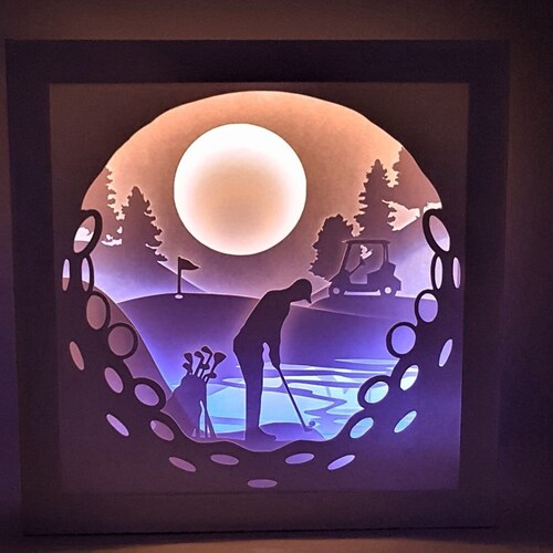 Golf Shadow Box Svg PDF PNG Paper Cutting Instant Download - Etsy