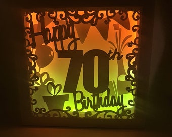 Happy 50th Birthday Shadow Box SVG PDF PNG Paper Cutting - Etsy