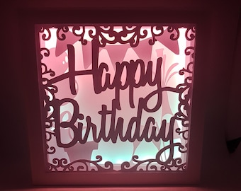 Happy 50th Birthday Shadow Box SVG PDF PNG Paper Cutting | Etsy