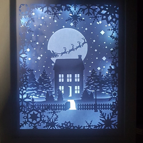 Christmas Santa Clause Shadow Box SVG PDF PNG Paper Cutting - Etsy