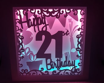 Happy 40th Birthday Shadow Box SVG PDF PNG Paper Cutting | Etsy