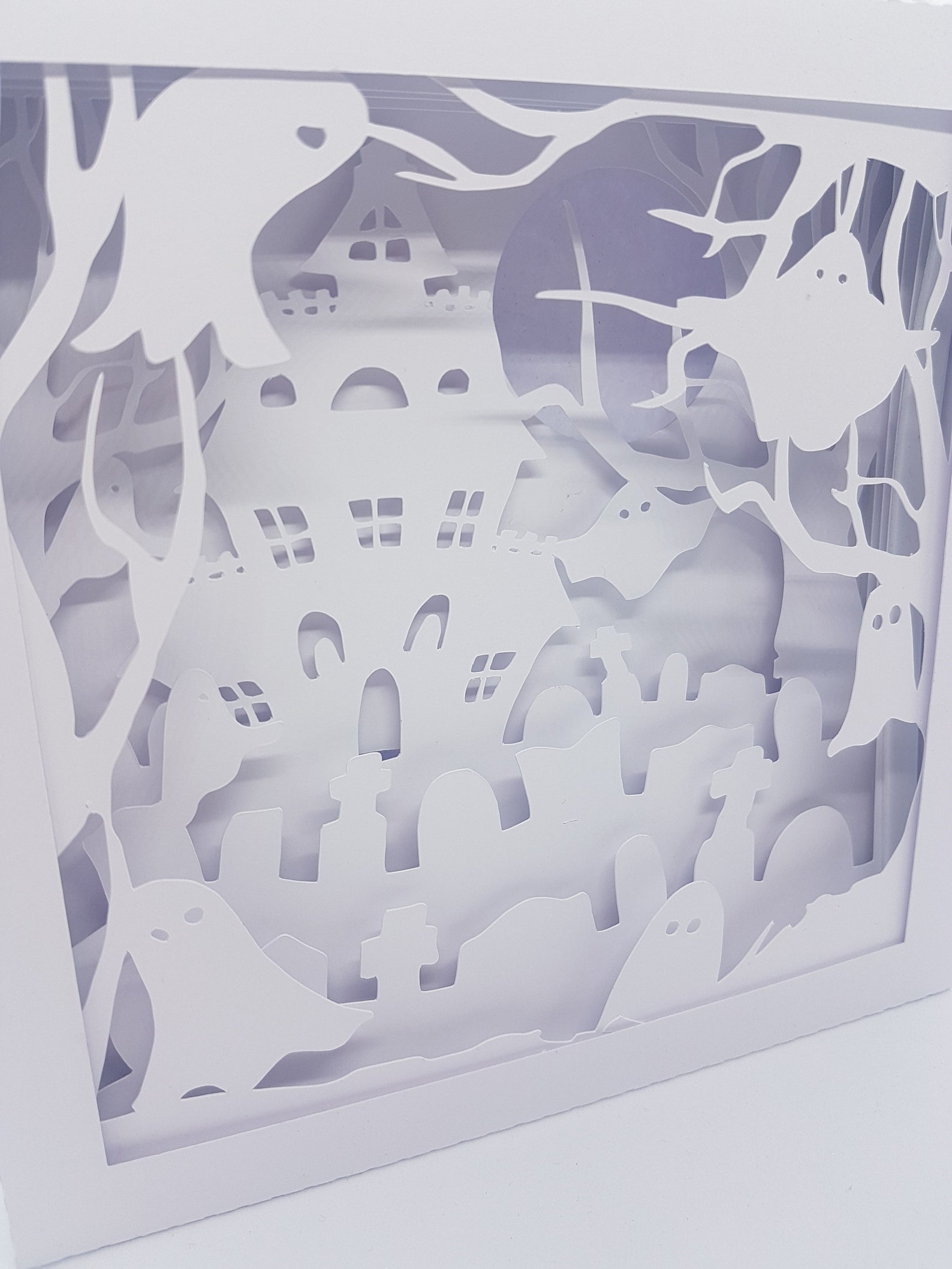 Ghost House Halloween Shadow Box SVG PDF PNG Paper Cutting - Etsy