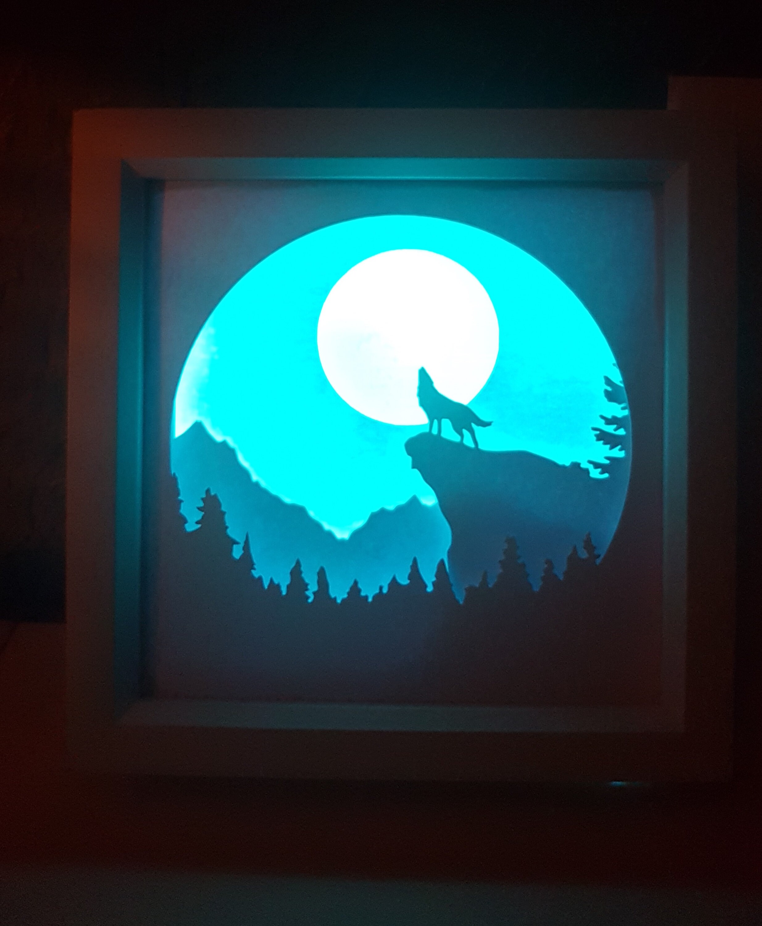 Howling Wolf Shadow Box SVG PDF PNG Paper Cutting Download | Etsy