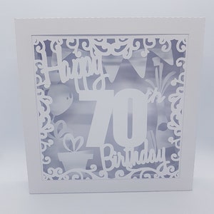 Happy 70th Birthday Shadow Box SVG PDF PNG Paper Cutting Instant ...