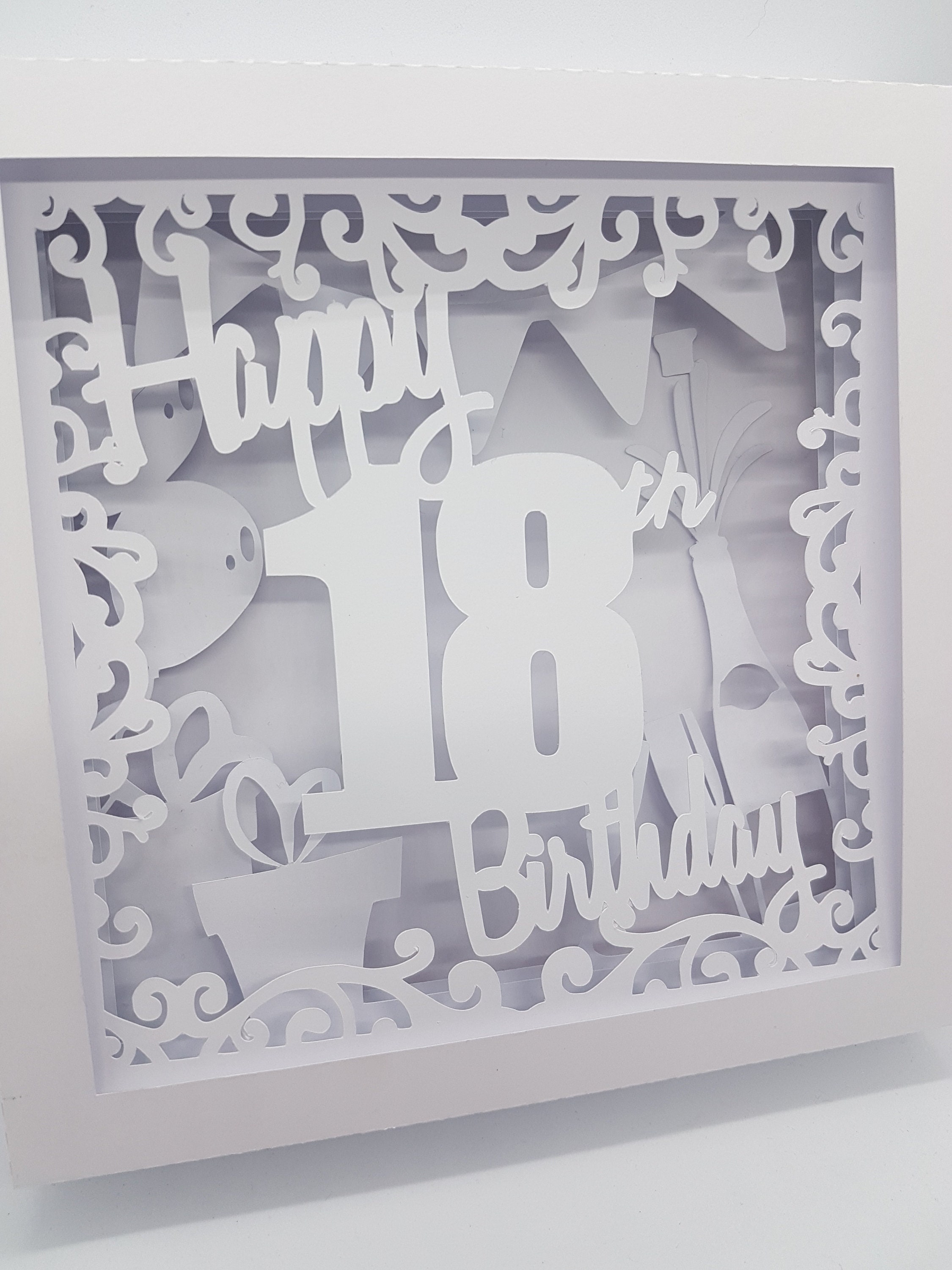 Happy 18th Birthday Shadow Box SVG PDF PNG Paper Cutting - Etsy UK