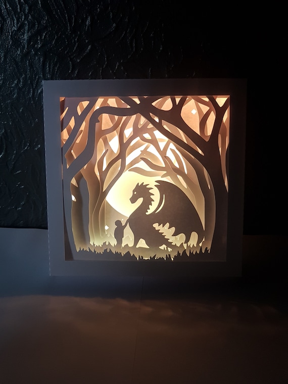 Dragon Shadow Box Svg PDF PNG Paper Cutting Instant Download - Etsy Canada
