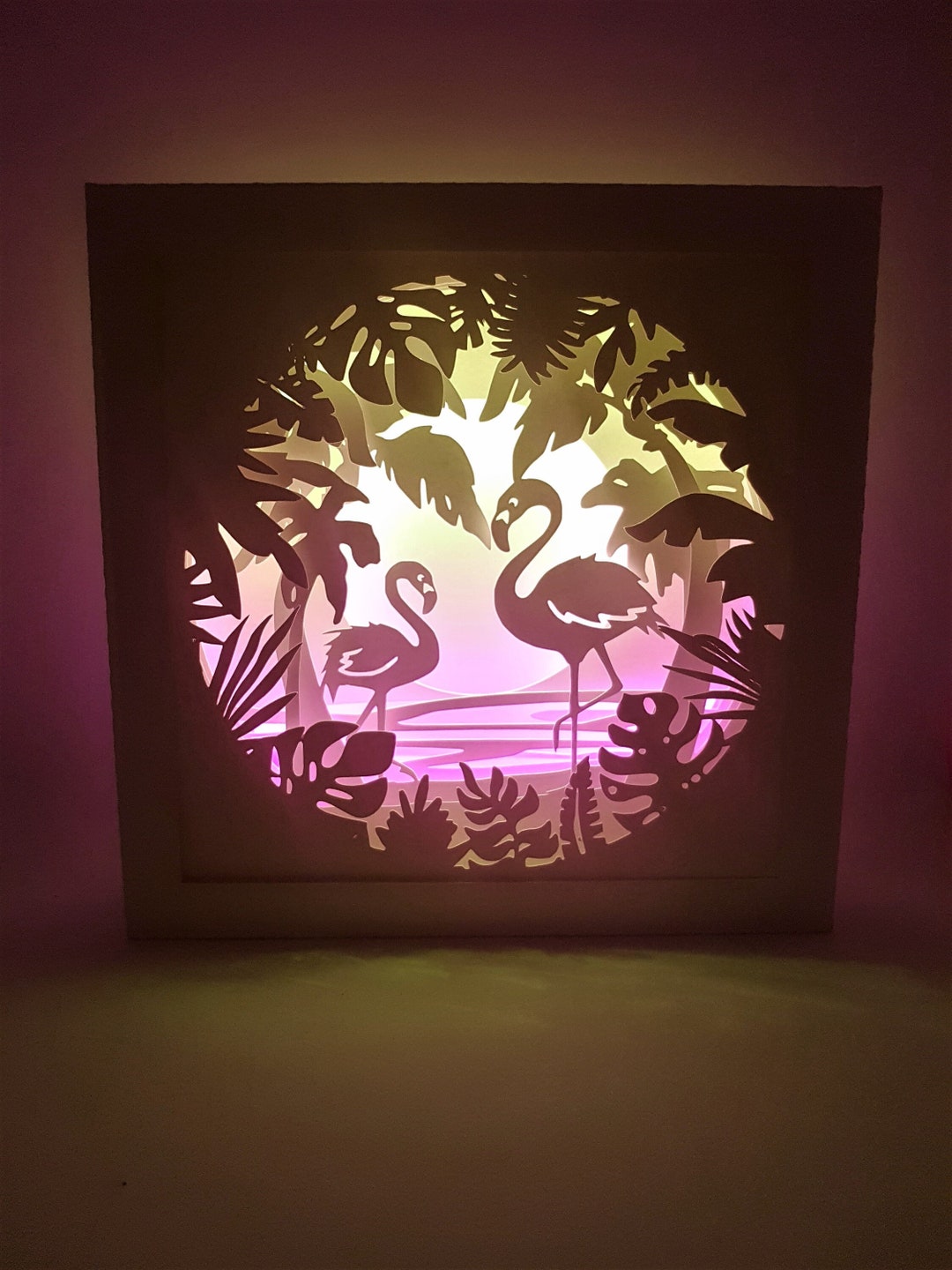 Flamingo Shadow Box SVG PDF PNG Paper Cutting Instant Download Template ...