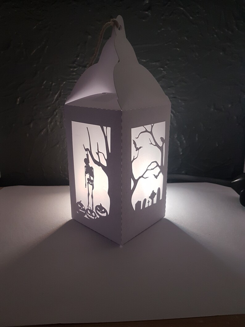 Skeleton Lantern Halloween Haunted Forest Paper Cutting Template SVG ...