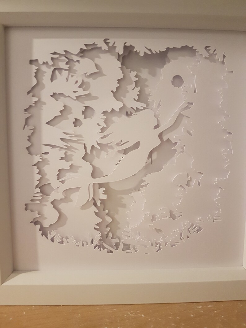Mermaid Square Shadow Box SVG PDF PNG Paper Cutting Instant | Etsy