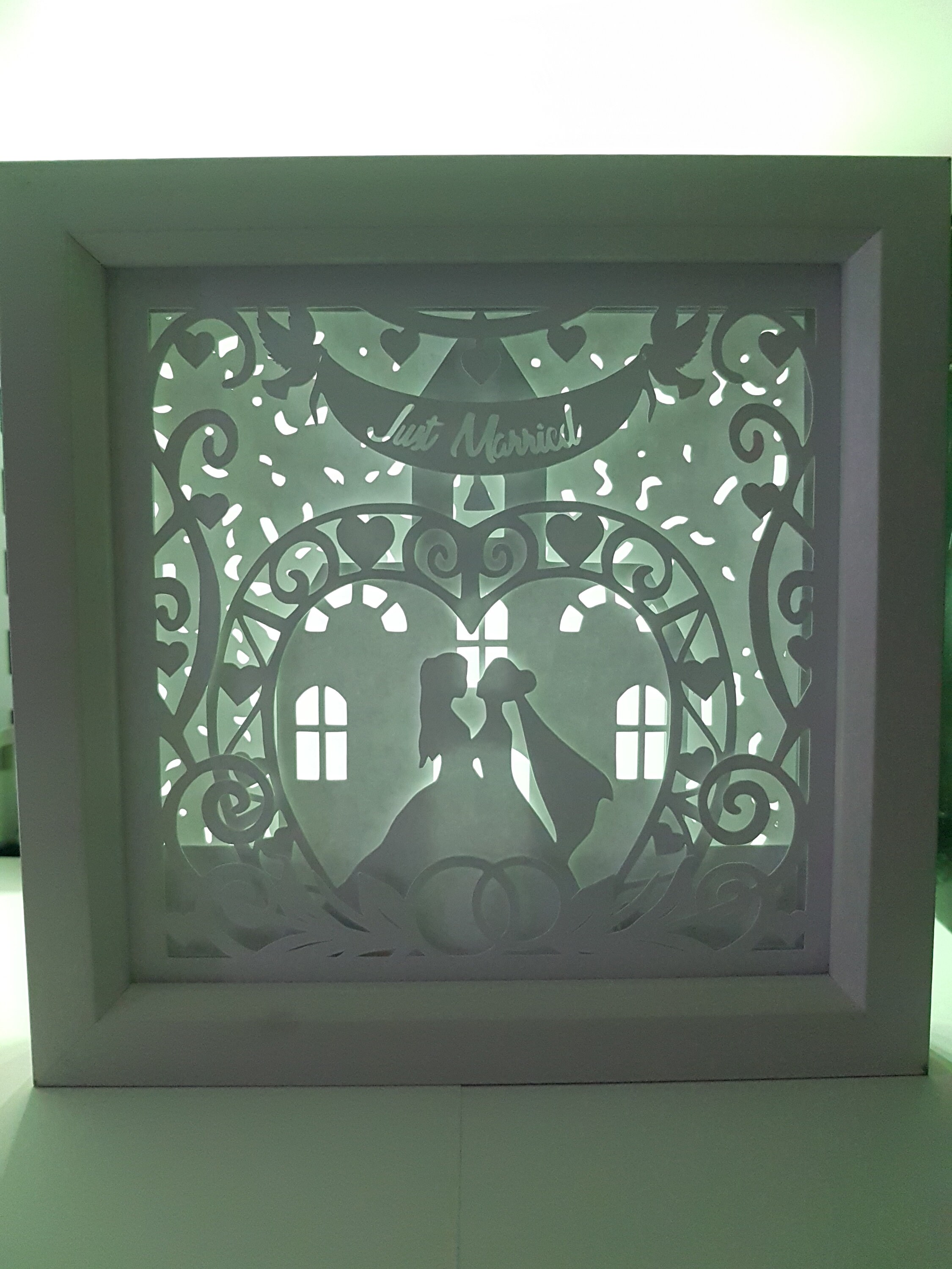 Mrs and Mrs Just Married Shadow Box SVG PDF PNG Paper Cutting | Etsy