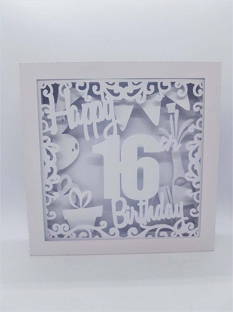 Happy 16th Birthday Shadow Box SVG PDF PNG Paper Cutting Instant ...