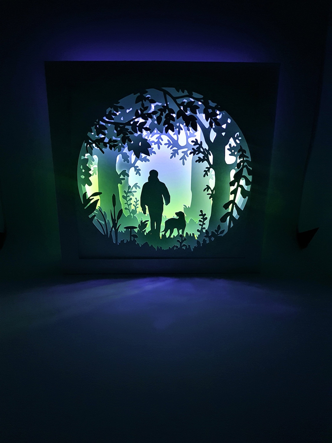 Man and Dog in Woods Forest Shadow Box SVG PDF PNG Paper Cutting ...