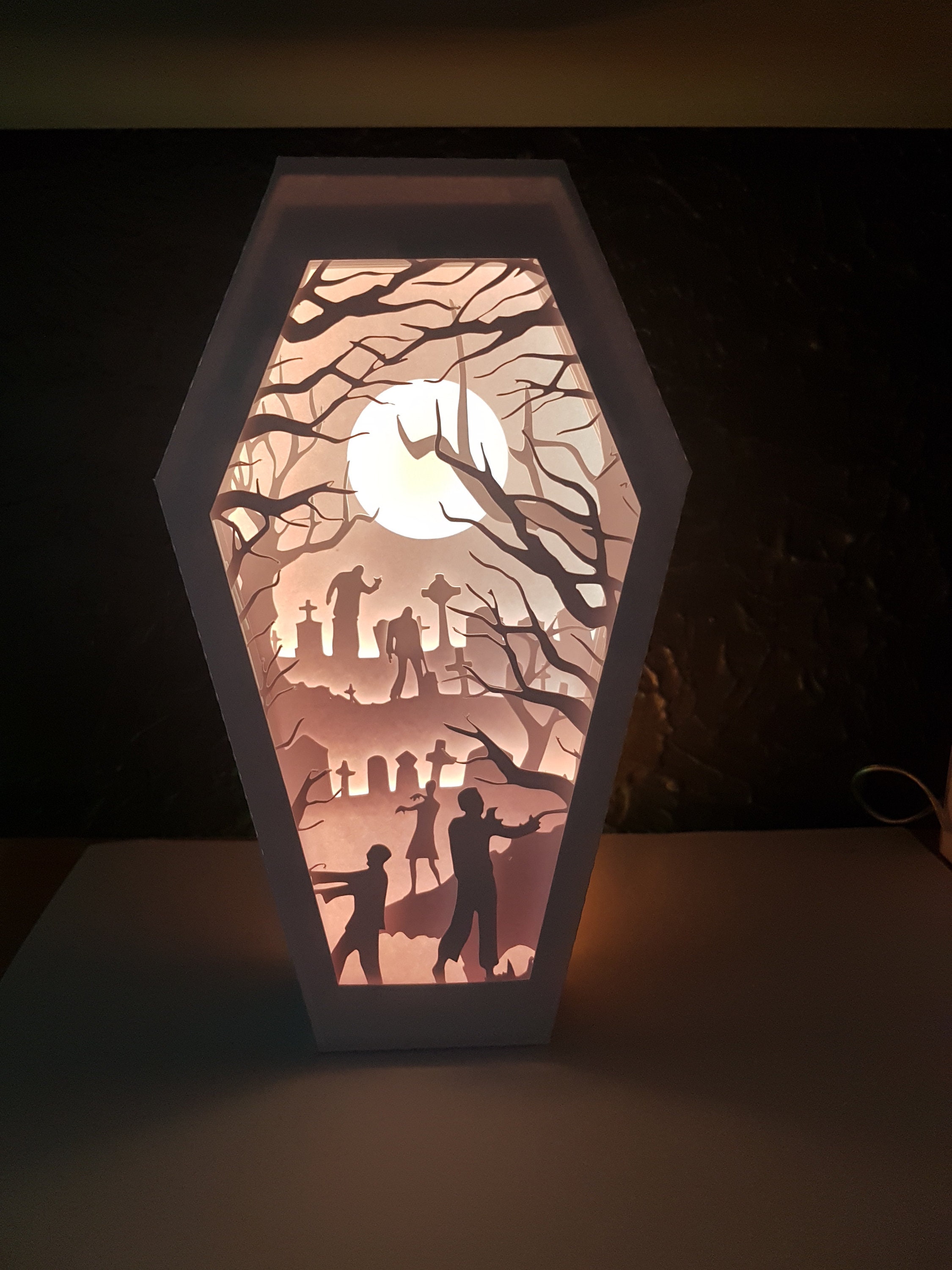 Frame and Layers Combo Coffin Zombie Shadow Light Box Paper Cutting ...