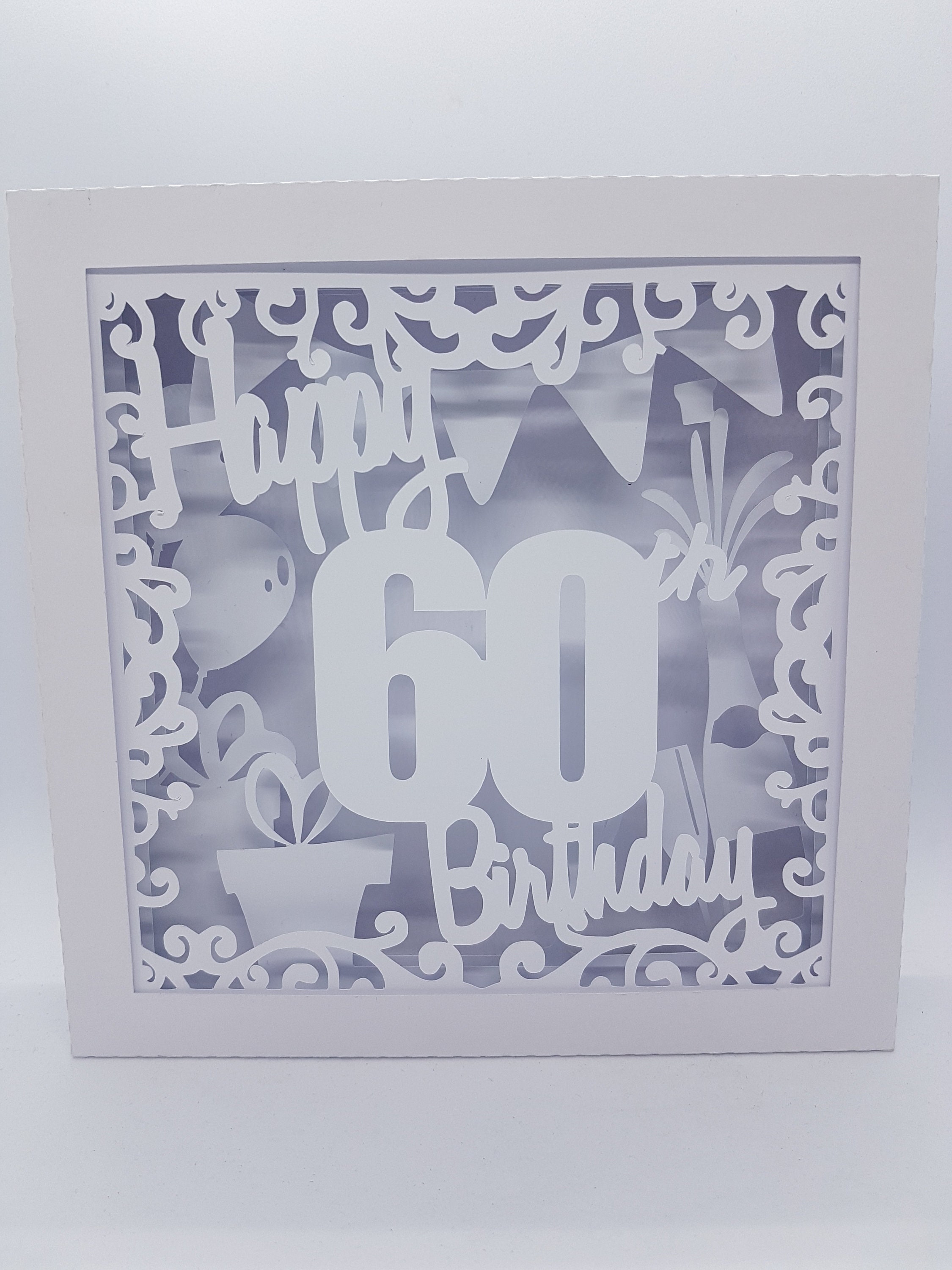Happy 60th Birthday Shadow Box SVG PDF PNG Paper Cutting Instant ...