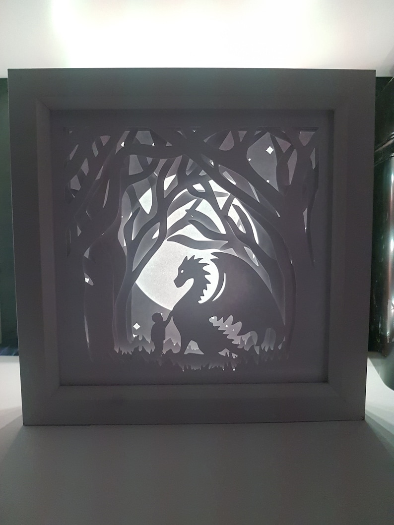 Dragon Shadow Box Svg PDF PNG Paper Cutting Instant Download Template ...