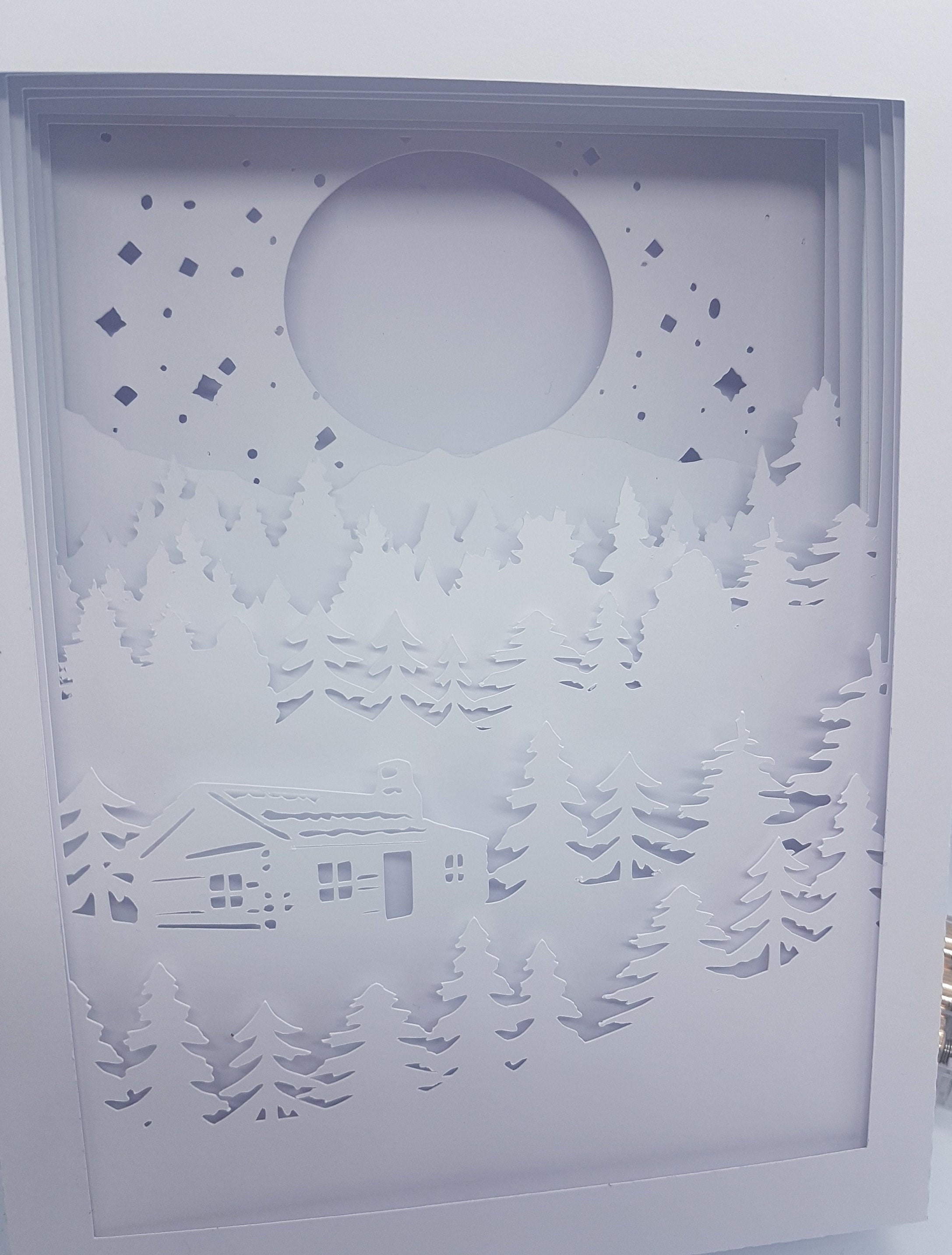 Mountain Forrest Cabin Shadow Box SVG PDF PNG Paper Cutting - Etsy UK