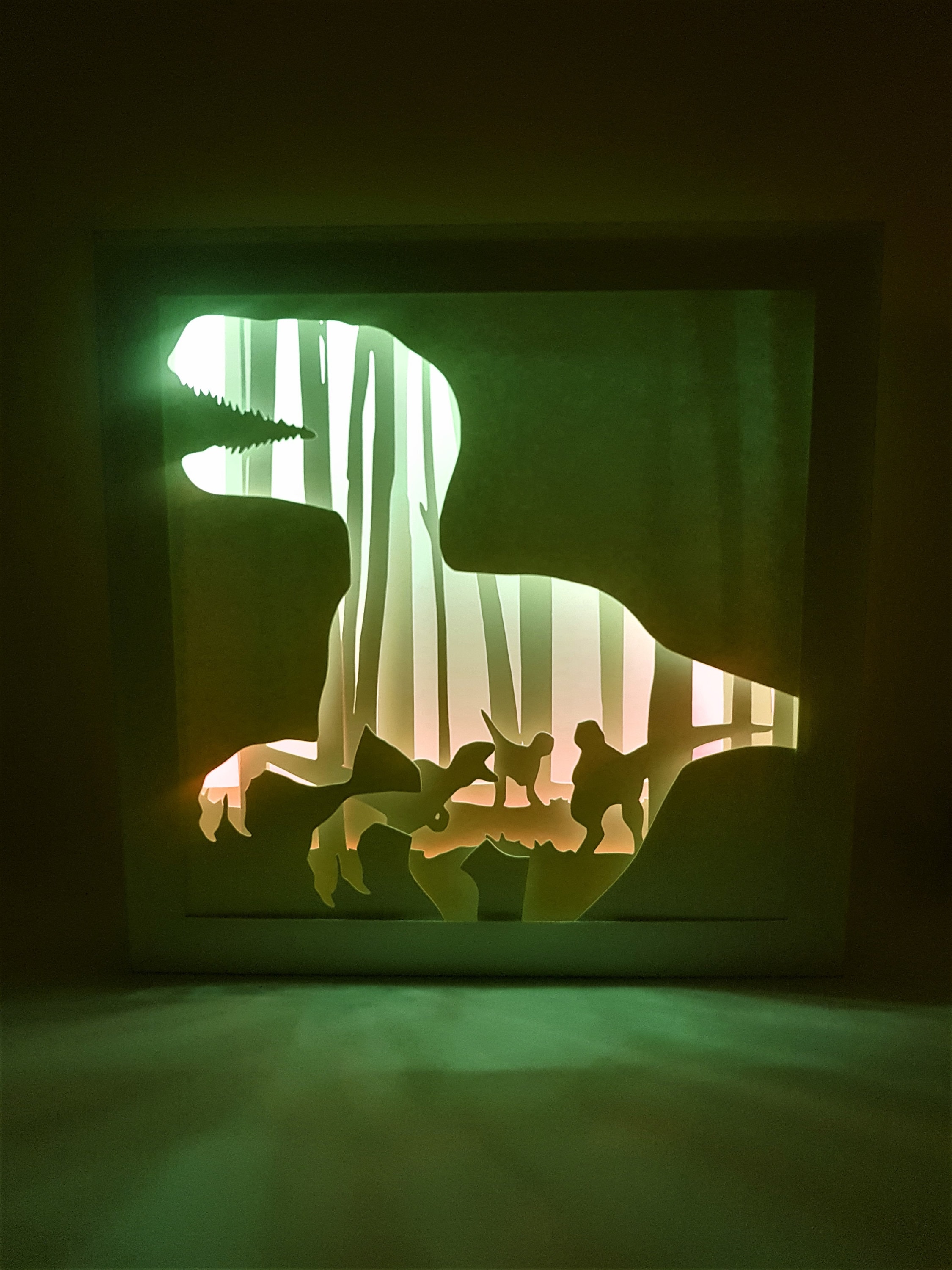 Velociraptor Shadow Box SVG PDF PNG Paper Cutting Instant Download ...