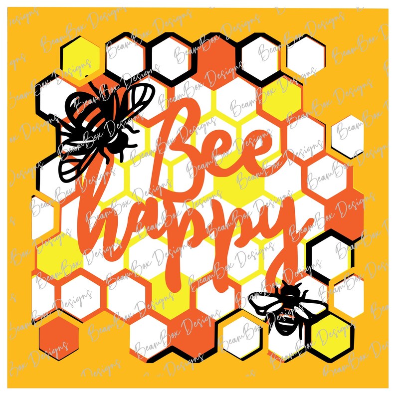 Bee Happy Shadow Box Svg PDF PNG Paper Cutting Instant Download ...