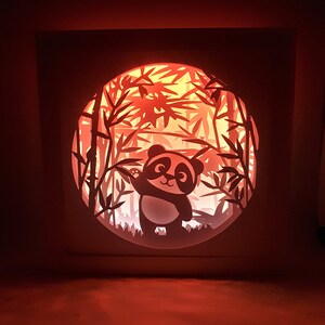 Panda Bamboo Forest Shadow Box SVG PDF PNG Paper Cutting Instant ...