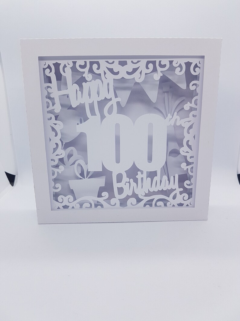 Happy 100th Birthday Shadow Box SVG PDF PNG Paper Cutting Instant ...