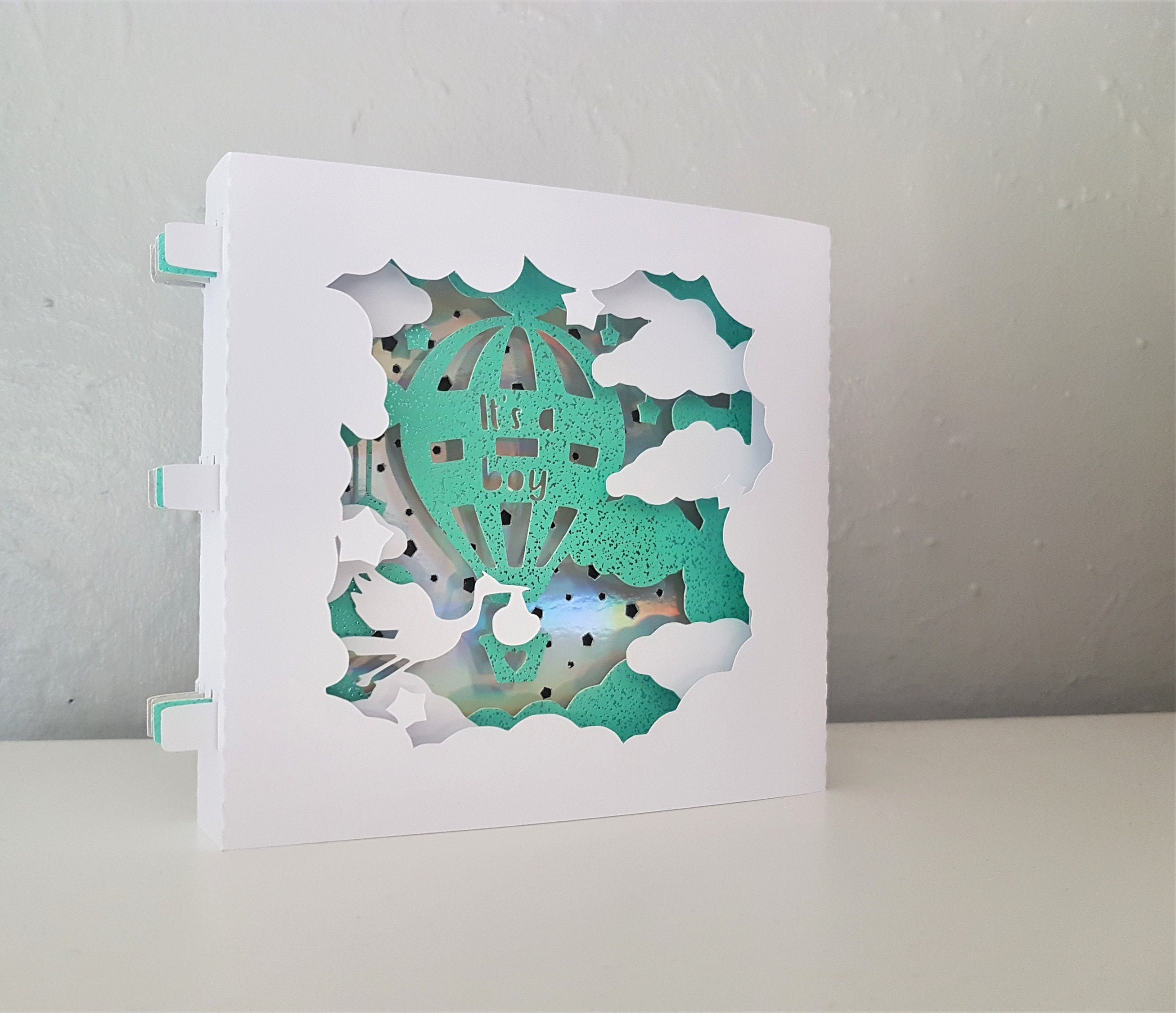 It's A Boy Pop-up Card Tunnel Card SVG PDF Png Paper Cutting Balloon ...