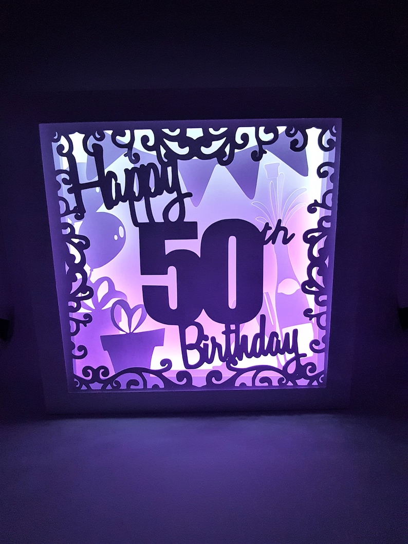 Happy 50th Birthday Shadow Box SVG PDF PNG Paper Cutting Instant ...