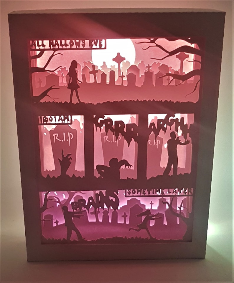 Zombie Comic Book Shadow Box SVG PDF PNG Paper Cutting Instant - Etsy