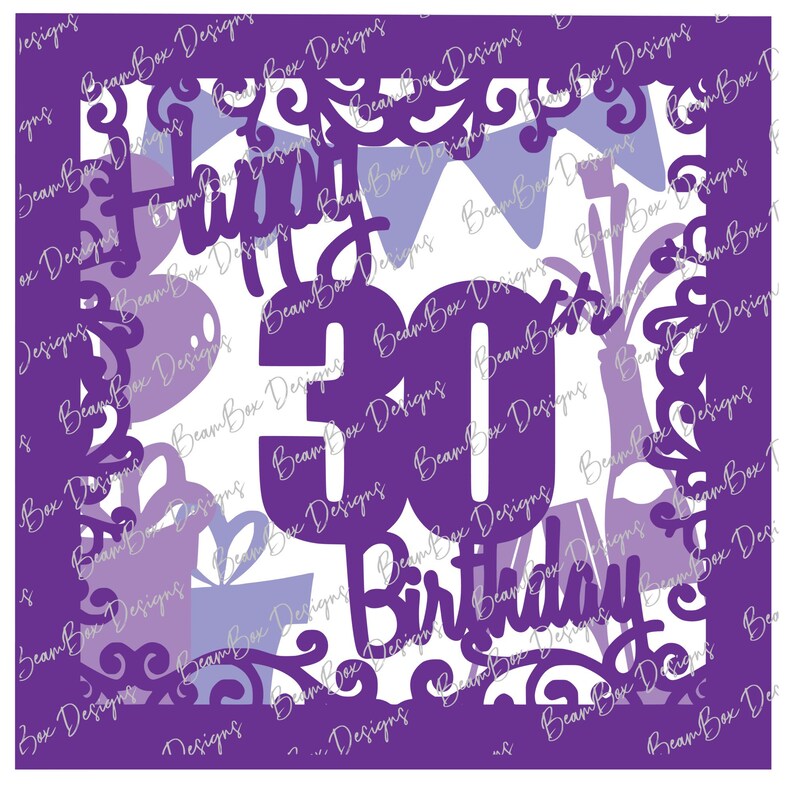 Happy 30th Birthday Shadow Box SVG PDF PNG Paper Cutting Instant ...