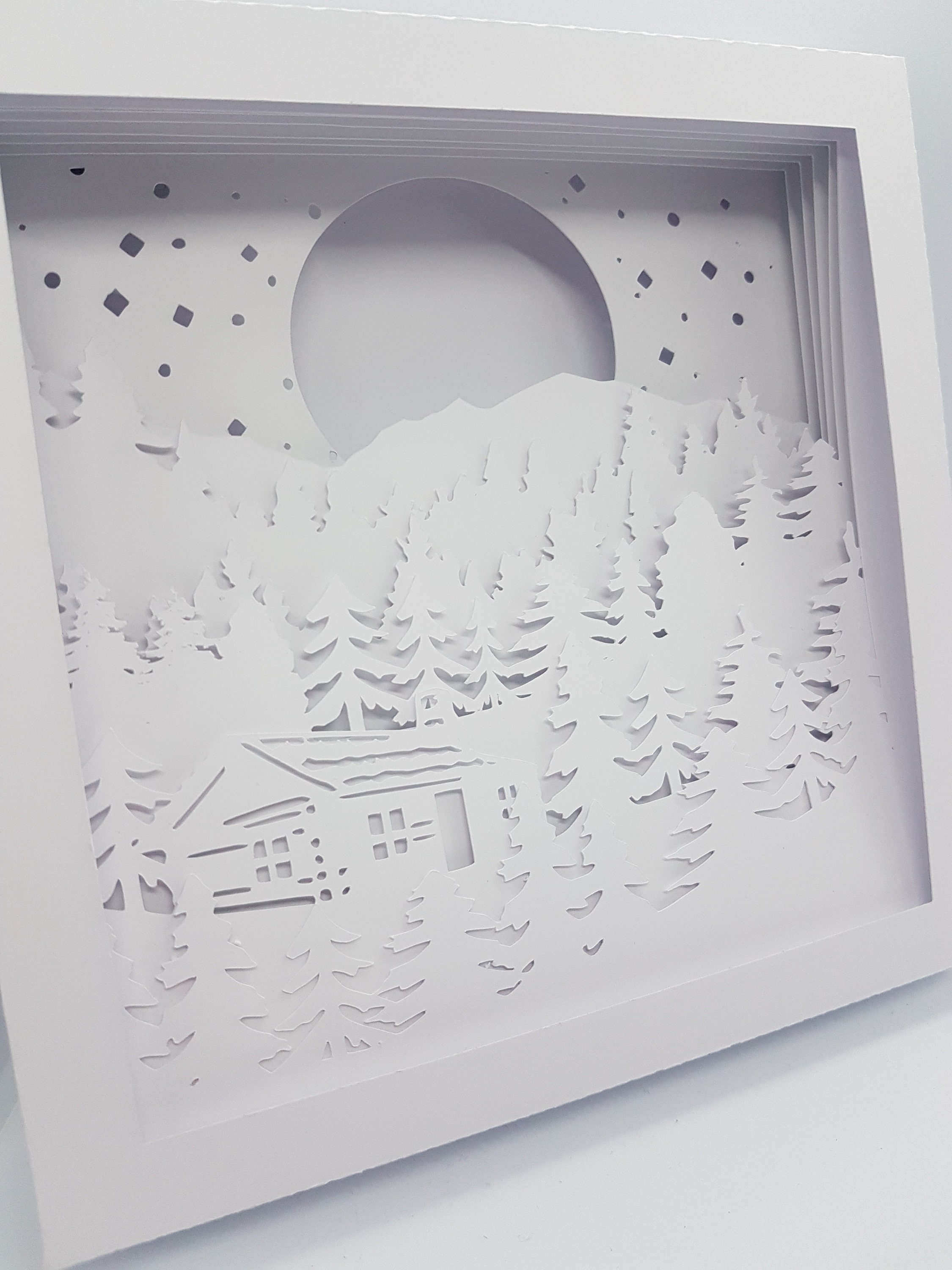 Cabin Forrest Shadow Box SVG PDF PNG Paper Cutting Instant Download ...