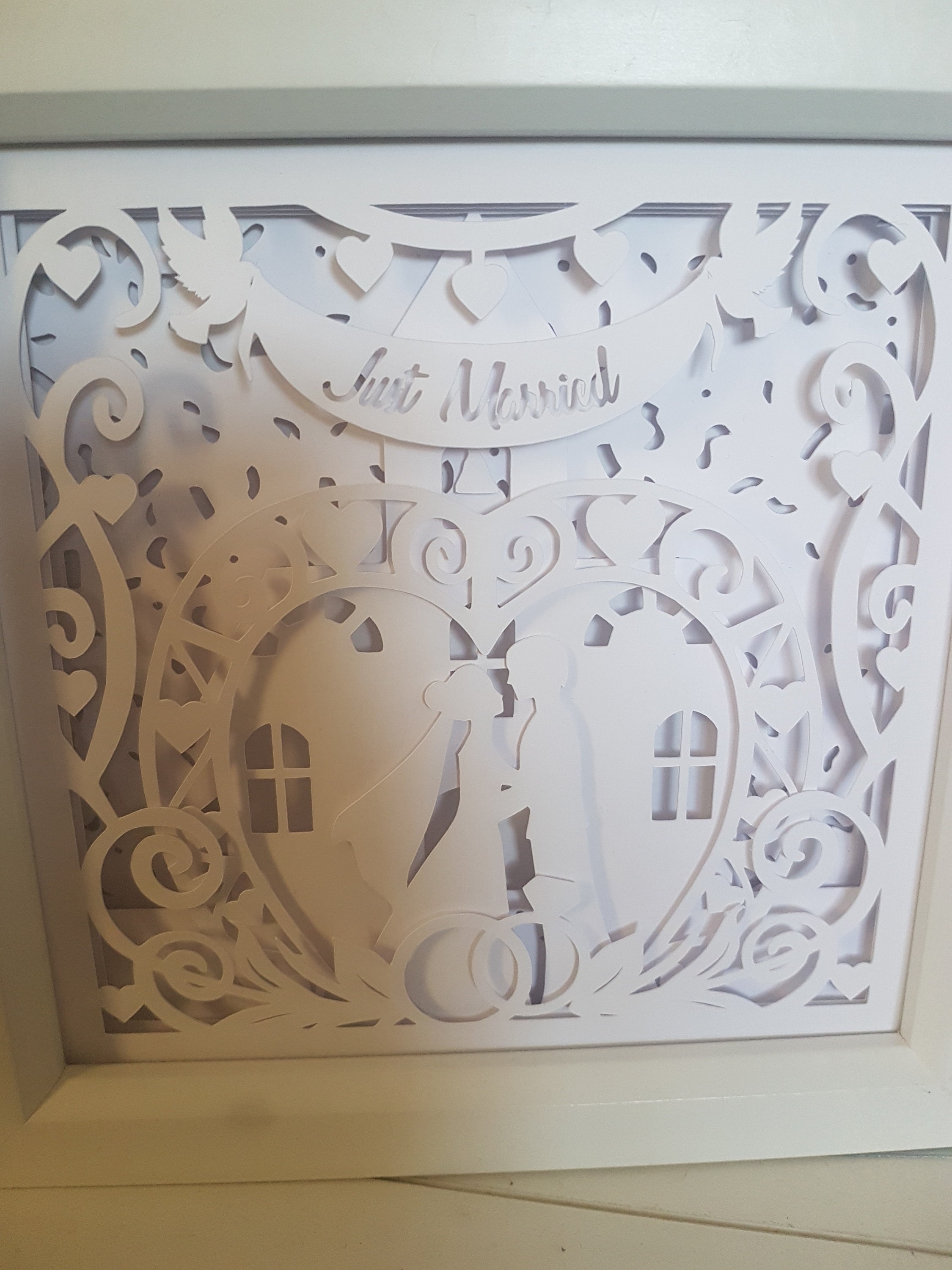 Mr and Mrs Just Married Shadow Box SVG PDF PNG Paper Cutting - Etsy UK