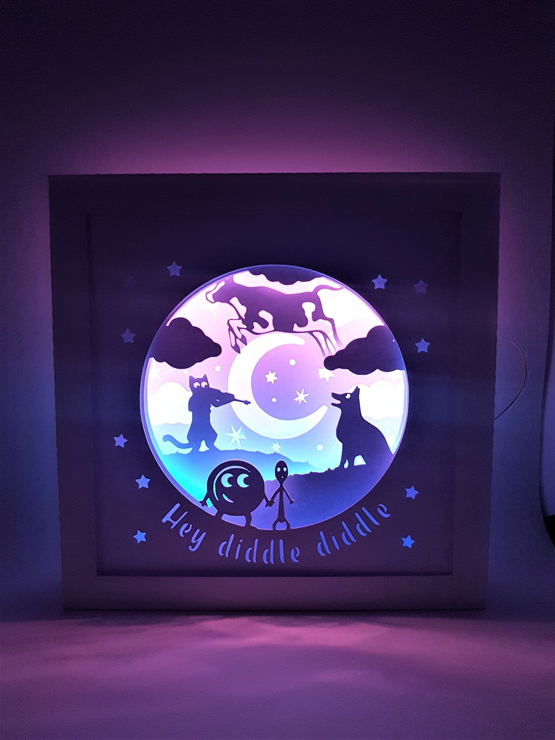 Hey Diddle Diddle Nursery Rhyme Shadow Box SVG PDF PNG Paper Cutting ...