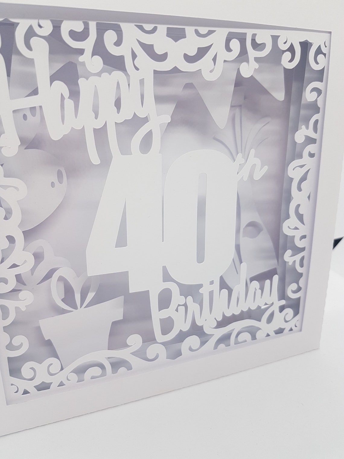 Happy 40th Birthday Shadow Box SVG PDF PNG Paper Cutting - Etsy