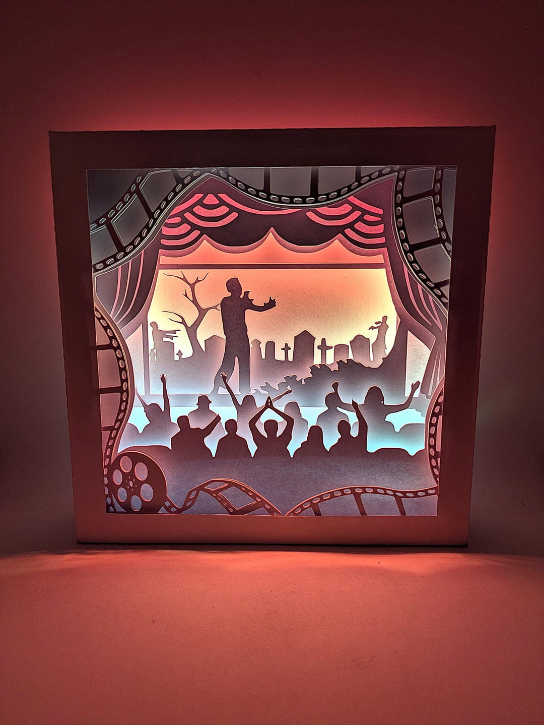 Zombie Cinema Shadow Box SVG PDF PNG Halloween Paper Cutting Instant ...