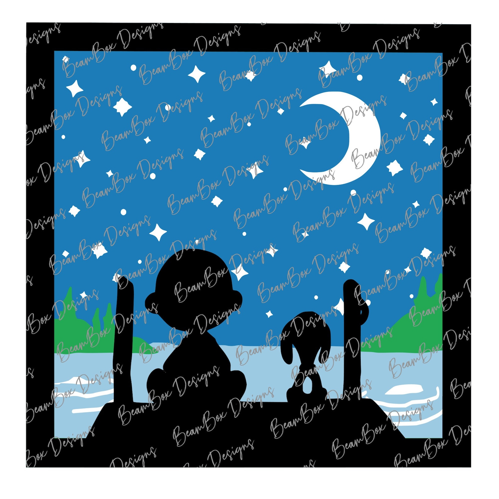 Boy and Dog Fishing Shadow Box SVG PDF PNG Paper Cutting Instant ...