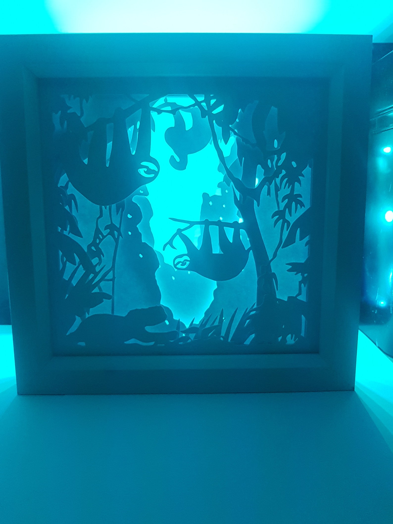 Sloth Jungle shadow box SvG PDF PNG paper cutting instant | Etsy